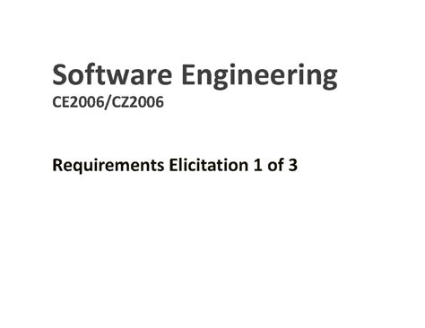 Software Engineering Se Requirements Elicitation Chapter 2 Lecture