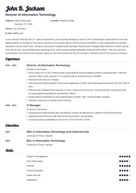 IT Director CVTemplate And Writing Tips