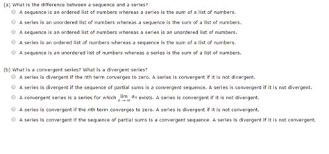 Solved What Is The Difference Between A Sequence And A
