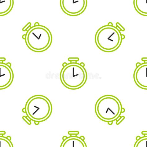 Line Stopwatch Icon Isolated Seamless Pattern On White Background Time Timer Sign Chronometer