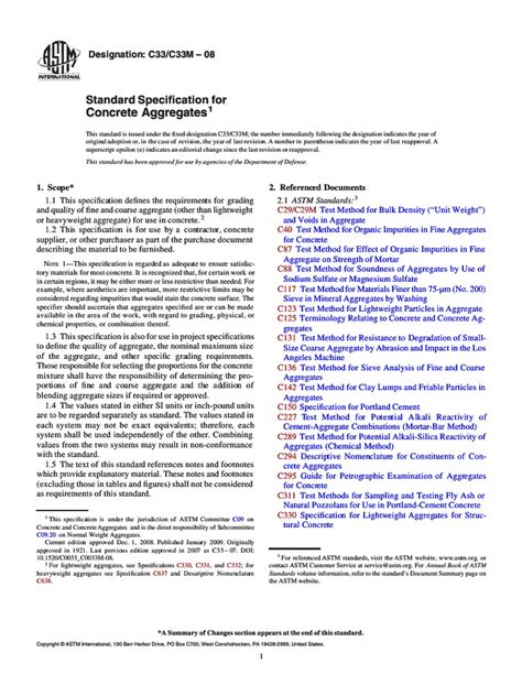 Astm 2018 Standard Specifications For Conrete Aggregates Designation C33 C33m 08 Astm