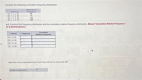 Solved Consider The Following Cumulative Frequency