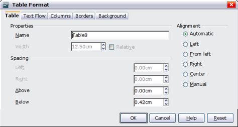 Resizing And Positioning The Table Apache Openoffice Wiki