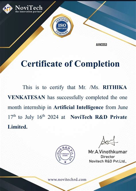 Rithika V On Linkedin I Am Excited To Share That I Have Done My One