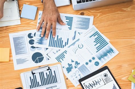 Premium Photo Flat Top View Analyst Team Use BI Dashboard For Data Analysis Concord