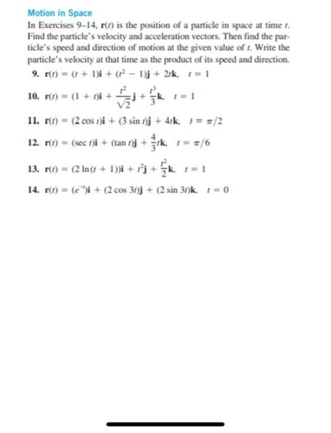 Solved Motion In Space In Exercises R T Is The Chegg