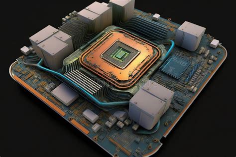 electronic circuit board with computer generative ai stock