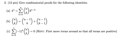 Solved 2 12 Pts Give Combinatorial Proofs For The