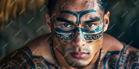 Premium Photo Maori Warrior Displays Detailed Moko Tattoo