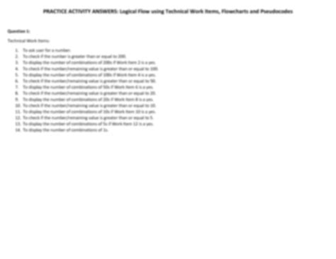 Solution Practice Activity Logical Flow Using Technical Work Items