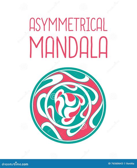 Asymmetrical Pink And Blue Mandala Design With Drops In A Circle Geometric Shape Stock Vector