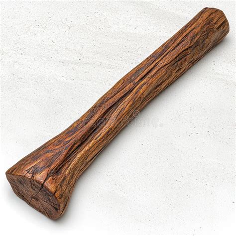 Dark Brown Textured Wooden Stick On Gray Speckled Background Stock
