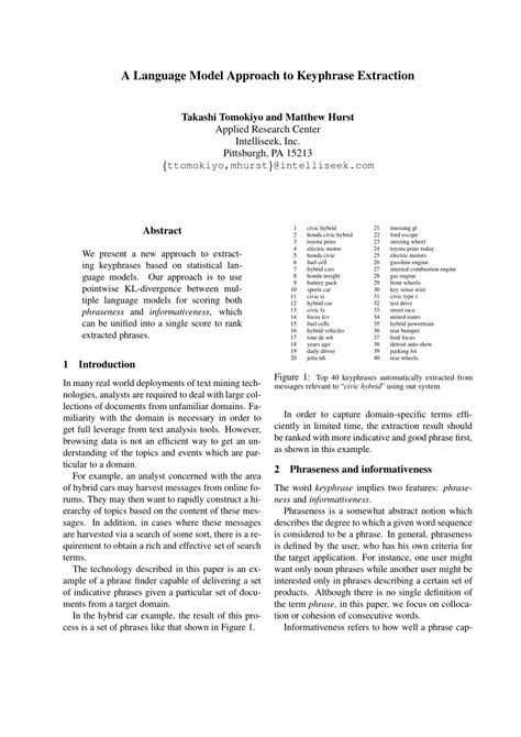 Pdf A Language Model Approach To Keyphrase Extraction