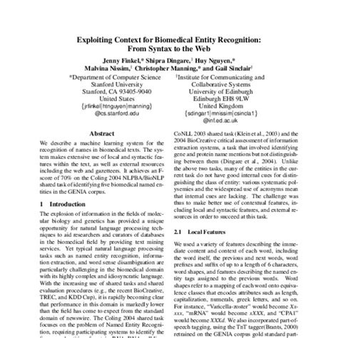 Exploiting Context For Biomedical Entity Recognition From Syntax To