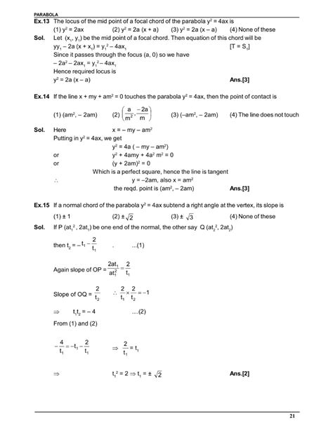 Parabola Class 11 Notes And Numericals For Iit Jee Esaral