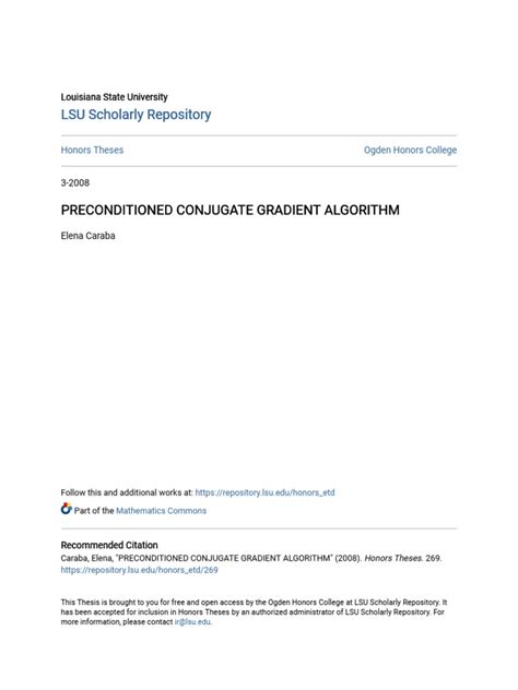 preconditioned conjugate gradient algorithm pdf matrix mathematics eigenvalues and