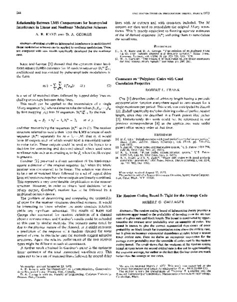 Pdf Relationship Between Lms Compensators For Intersymbol Interference In Linear And Nonlinear