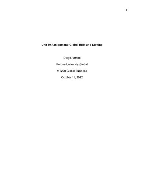 Unit 10 Assignment Unit 10 Assigment Unit 10 Assignment Global Hrm