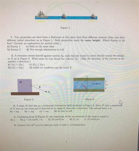 solved figure 1 1 two projectiles are fired from a