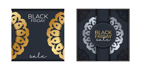 빈티지 골드 장식과 다크 블루 컬러의 블랙 프라이데이 파티 포스터 템플릿 금요일에 대한 스톡 벡터 아트 및 기타 이미지