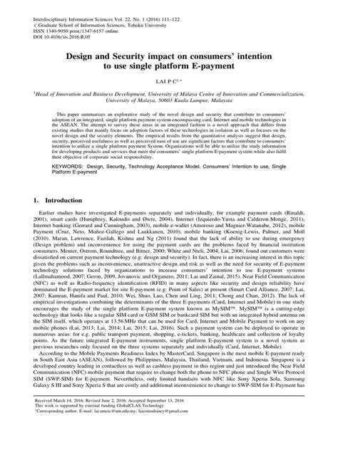 Design And Security Impact On Consumers Intention To Use Single Platform E Payment Pdf