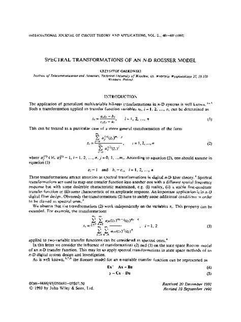 Pdf Spectral Transformations Of Ann D Roesser Model Krzysztof Galkowski