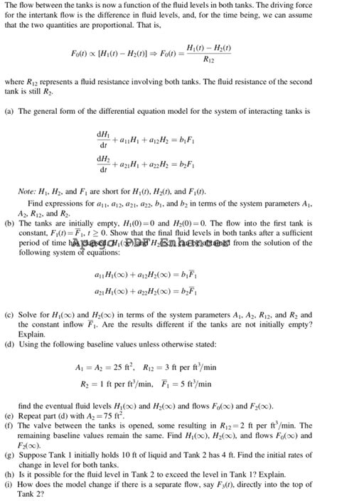 Solved Simulation Of Dynamic Systems Question Water Flowing