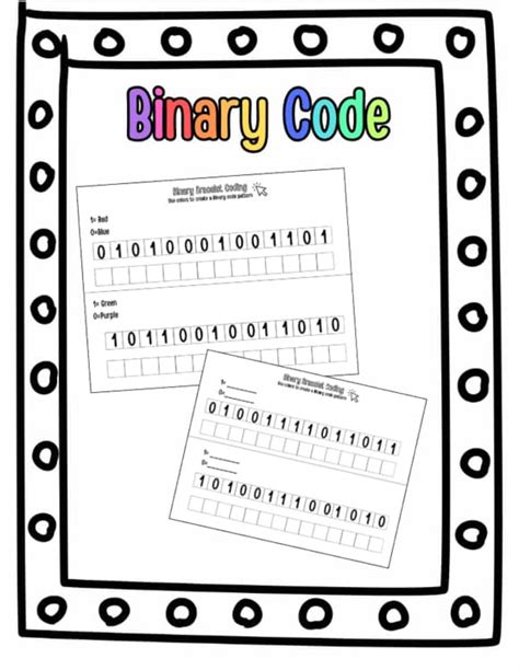 Binary Code Bracelet Activity Coloring Sheet And Wearable Craft