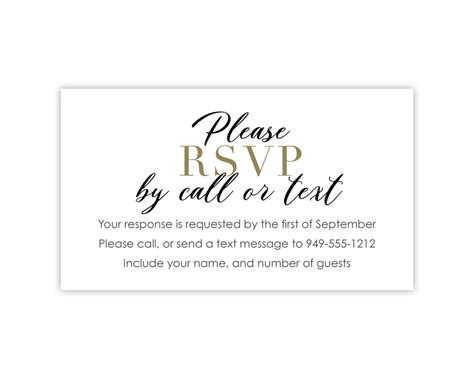 RSVP By Call Or Text Message Printed RSVP Cards Reply Cards For Wedding Invitation Bridal
