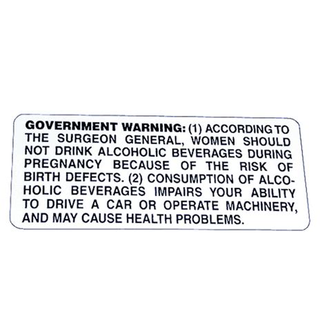Federal Warning Labels Surgeon General Alcohol Warning