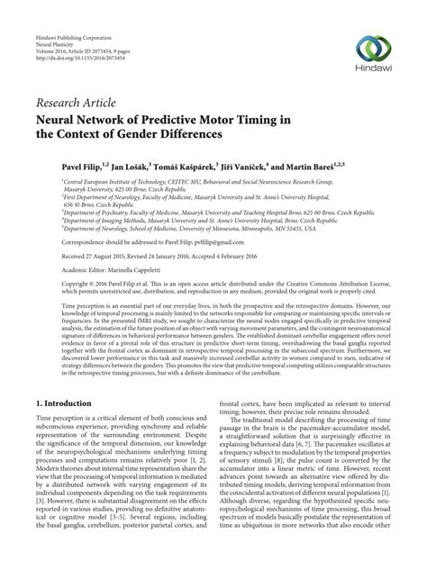 Pdf Neural Network Of Predictive Motor Timing In The Context Of