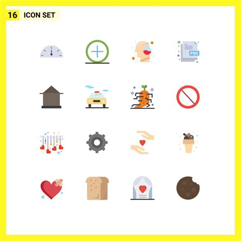 16 thematic vector flat colors and editable symbols of file type