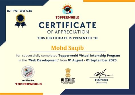 mohd saqib on linkedin webdevelopment internship topperworld