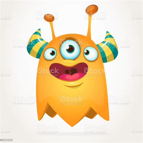 행복 한 만화는 3 개의 눈을 가진 괴물 할로윈 벡터 일러스트 레이 션 T 셔츠에 대한 스톡 벡터 아트 및 기타 이미지 T