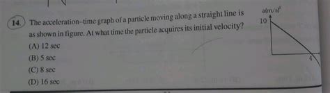 Alm S The Acceleration Time Graph Of A Particle Moving Along A Straight Line Is As Shown In