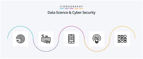 Data Science And Cyber Security Line 5 Icon Pack Including Pattren Light Mobile Insight