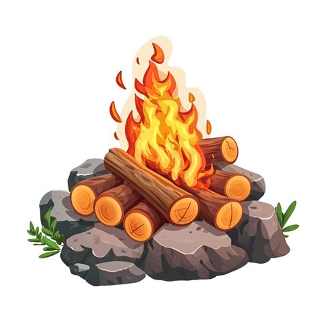 Ai Generated Fire In Wood 37332326 Png