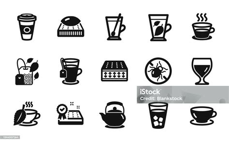 커피 컵 차 민트 백 아이콘의 벡터 세트는 간단한 세트 벡터 0명에 대한 스톡 벡터 아트 및 기타 이미지 0명 가방 고급 Istock