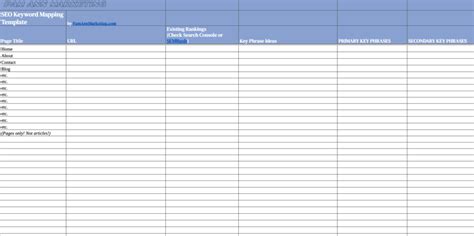 Seo Keyword Mapping Template Spreadsheet