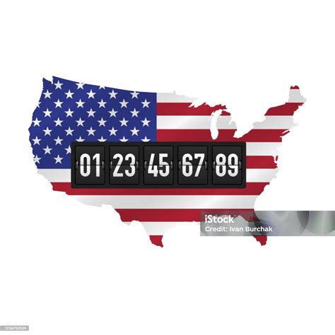 마스크 흔들리는 플래그와 검은 색 아날로그 카운터와 상세한 미국지도 결정에 대한 스톡 벡터 아트 및 기타 이미지 결정 국가 관광명소 국가 지리적 지역 Istock