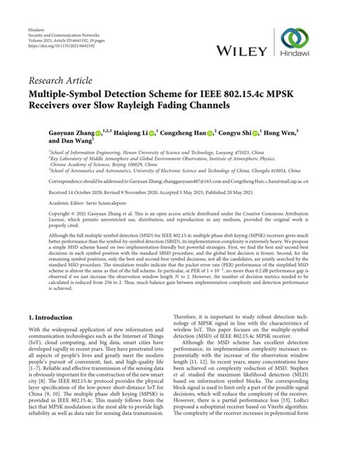 Pdf Multiple Symbol Detection Scheme For Ieee 802154c Mpsk