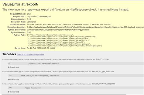 Python Django Exporting Csv Giving Error Of Response Stack Overflow