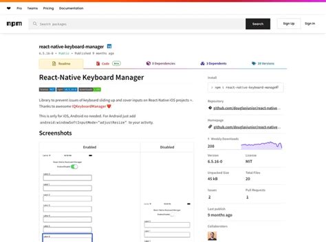 React Native Keyboard Manager By Douglasjunior A React Template Built At Lightspeed