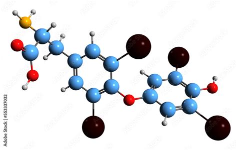 3d Image Of Thyroxine Skeletal Formula Molecular Chemical Structure Of Thyroid Hormone