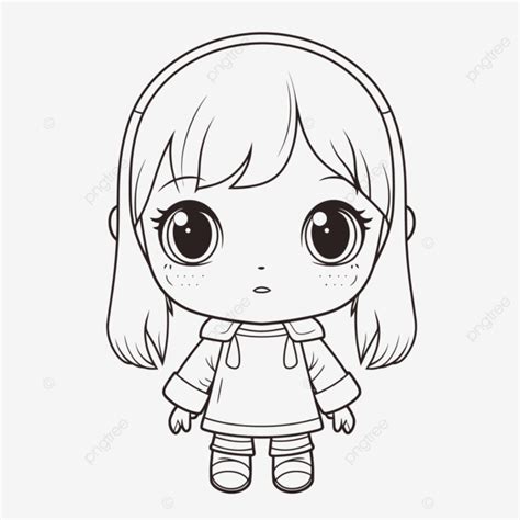 소녀 윤곽선 색칠 페이지 윤곽선 스케치 흑백 만화