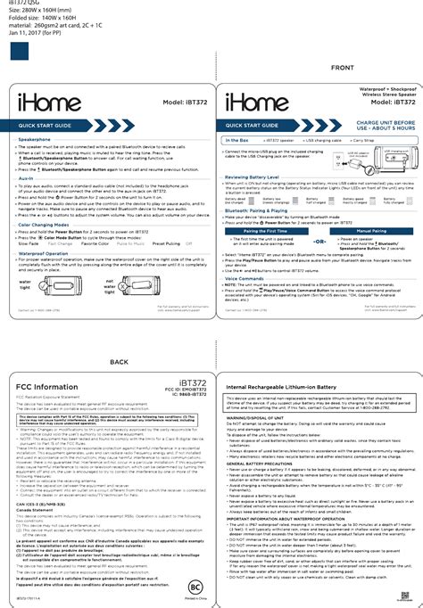 Sdi Technologies Ibt372 Waterproof And Shockproof Wireless Stereo Speaker User Manual Use Manual
