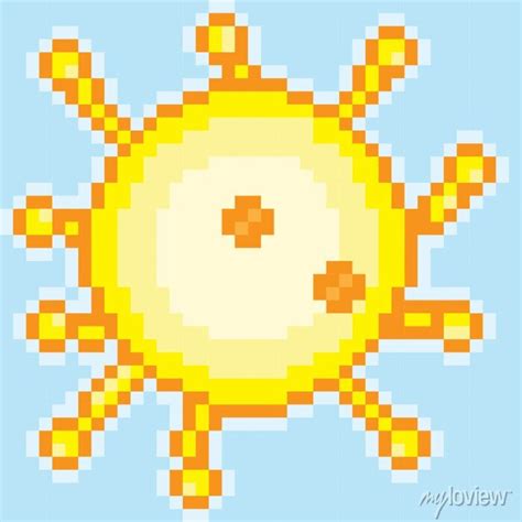 The Sun Pixel Art Vector Picture Posters For The Wall • Posters