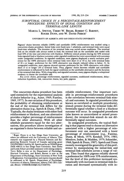 suboptimal choice in a percentage reinforcement procedure effects of