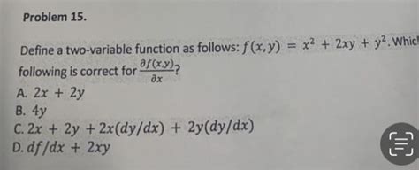 Solved Problem 15 Define A Two Variable Function As