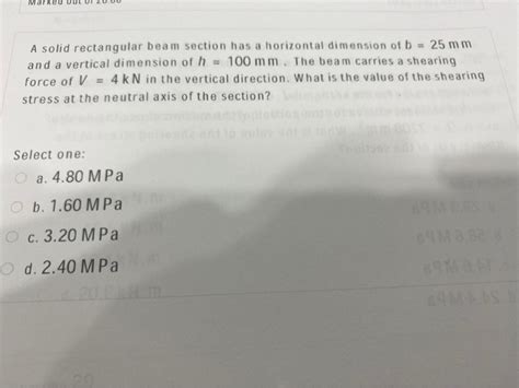 solved marked ou a solid rectangular beam section has a